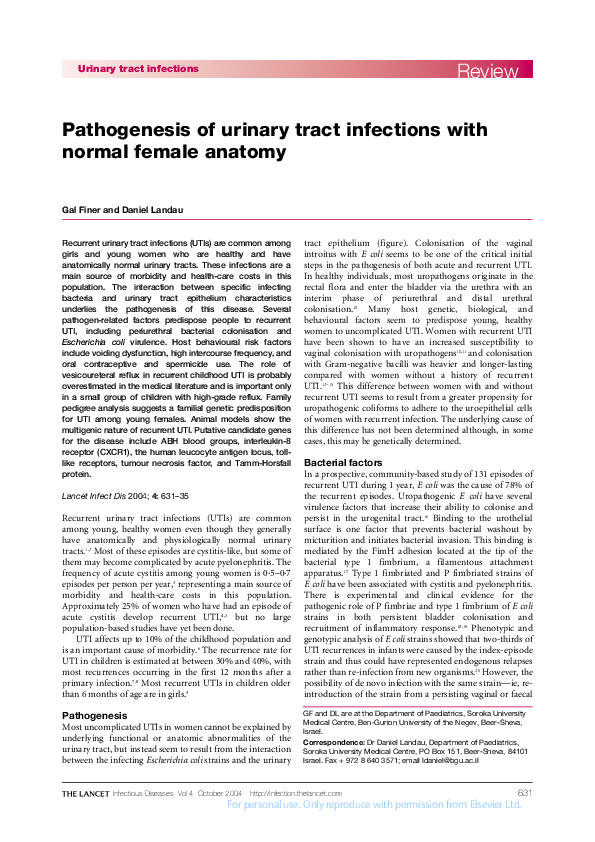 (PDF) Pathogenesis of urinary tract infections with normal female anatomy