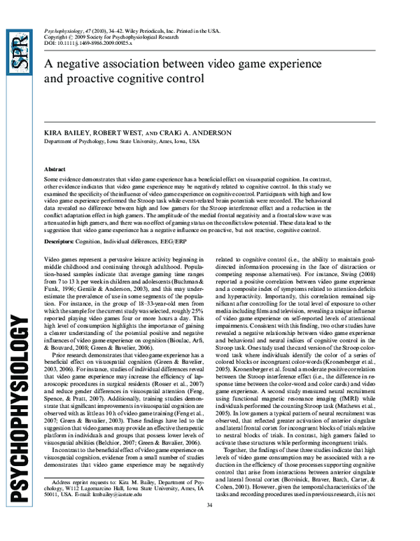 (PDF) The influence of video games on social, cognitive, and affective information processing