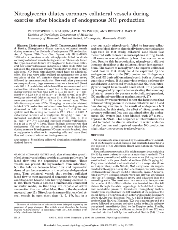 (PDF) Nitroglycerin dilates coronary collateral vessels during exercise ...