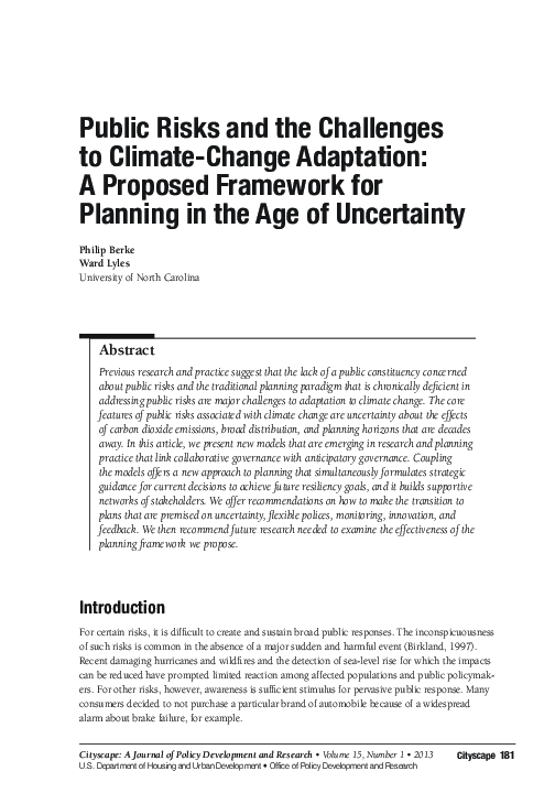 (PDF) Public Risks and the Challenges to Climate-Change Adaptation: A ...