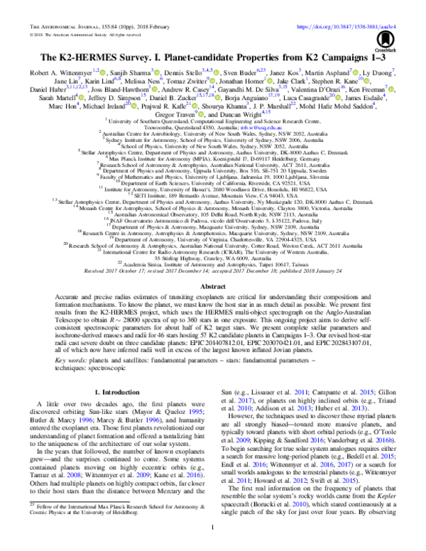(PDF) The K2-HERMES Survey. I. Planet-candidate Properties from K2 ...