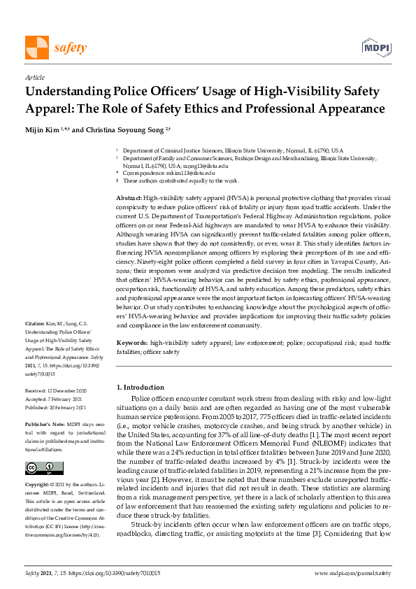 (PDF) Understanding Police Officers' Usage of High-Visibility Safety ...