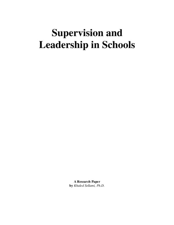 (PDF) Supervision and Leadership in Schools