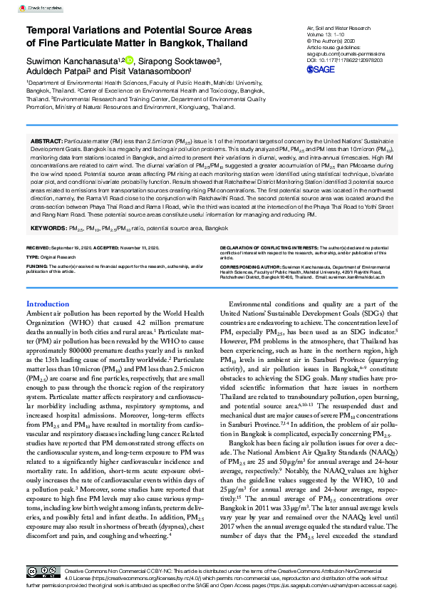 Temporal Variations And Potential Source Areas Of Fine Particulate