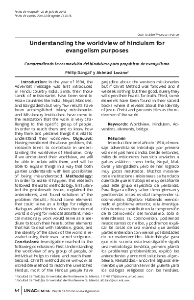 (PDF) Understanding the worldview of hinduism for evangelism purposes