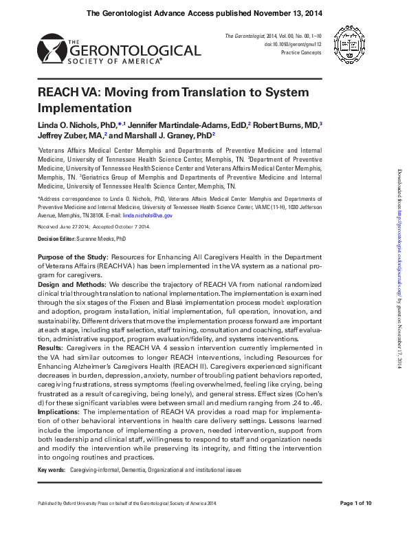 (PDF) REACH VA: Moving from Translation to System Implementation