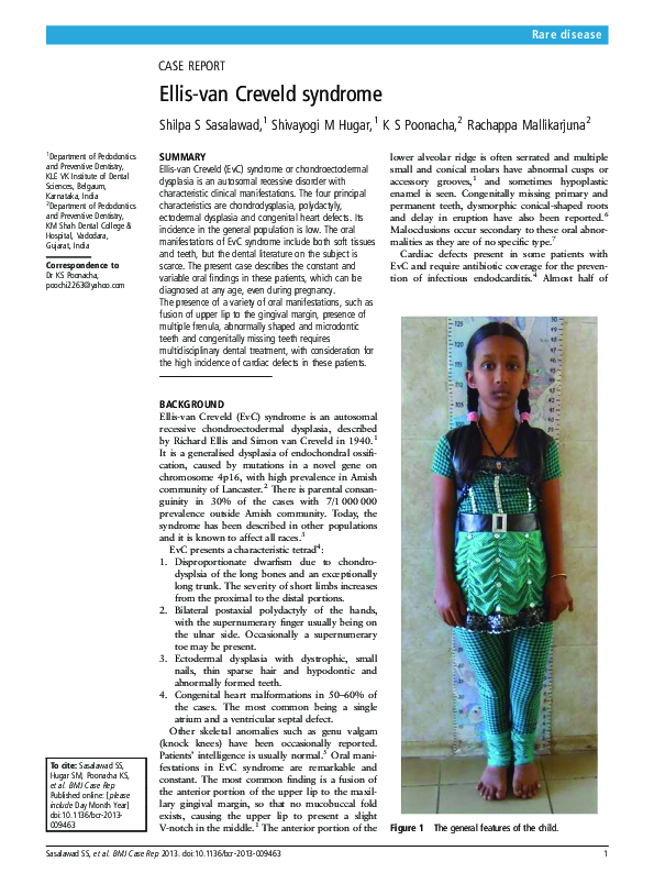 (PDF) Ellis-van Creveld syndrome