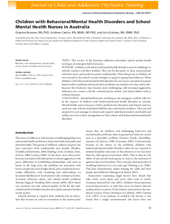 (PDF) Children with Behavioral/Mental Health Disorders and School ...