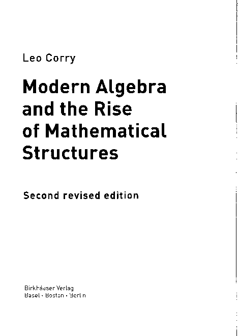 (PDF) Modern algebra and the rise of mathematical structures