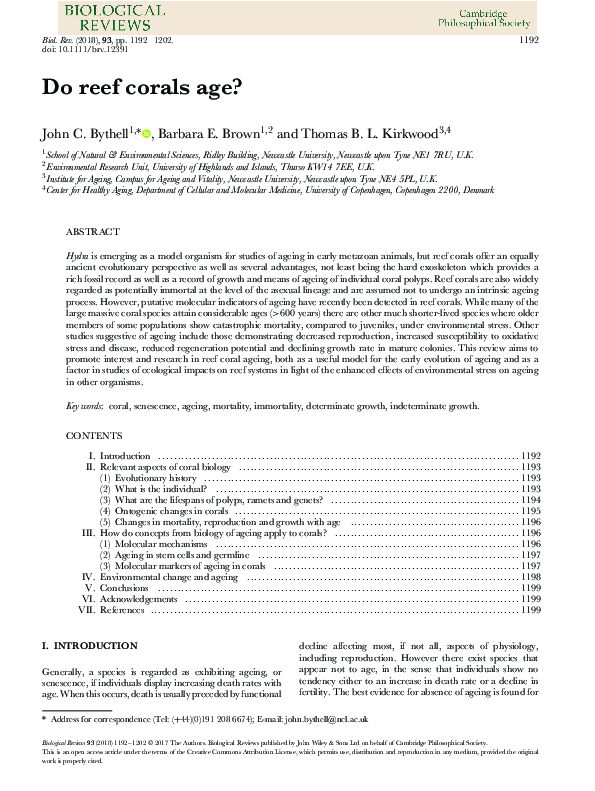 (PDF) Do reef corals age?