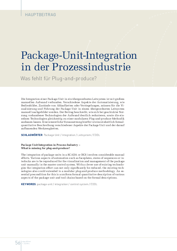 (PDF) Package-Unit-Integration in der Prozessindustrie