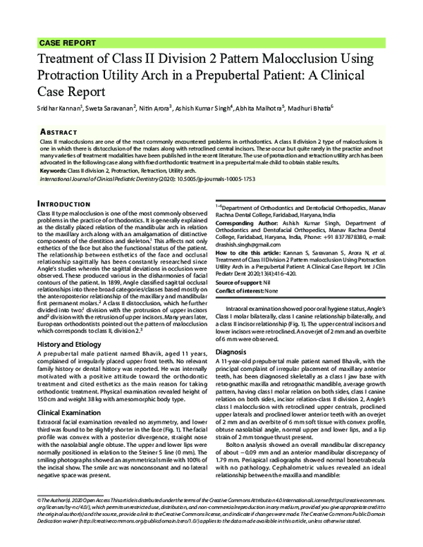 (PDF) Treatment of Class II Division 2 Pattern Malocclusion Using ...