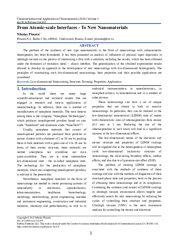 (PDF) From atomic-scale interfaces - to new nanomaterials
