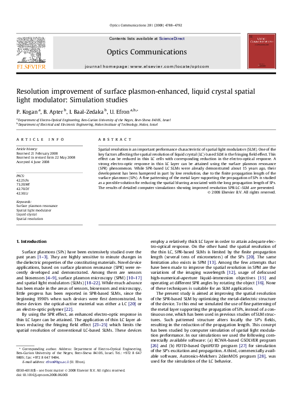 (PDF) Resolution improvement of surface plasmon-enhanced, liquid ...