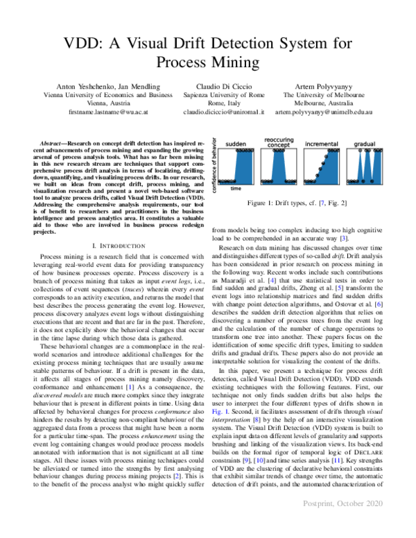 (PDF) VDD: A Visual Drift Detection System for Process Mining
