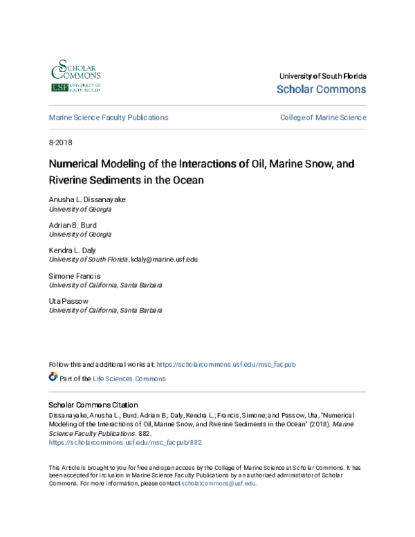 (PDF) Numerical Modeling of the Interactions of Oil, Marine Snow, and Riverine Sediments in the ...