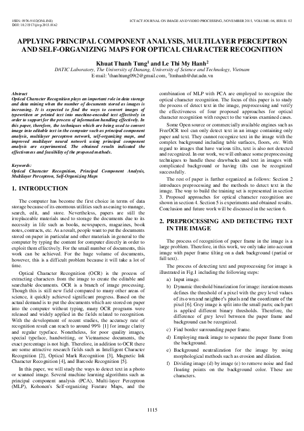 (PDF) Applying Principal Component Analysis, Multilayer Perceptron and ...