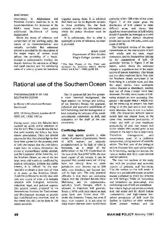 (PDF) The management of the Southern Ocean : Barbara Mitchell and ...