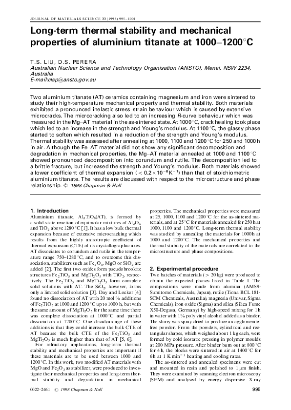 (PDF) Long-term thermal stability and mechanical properties of ...