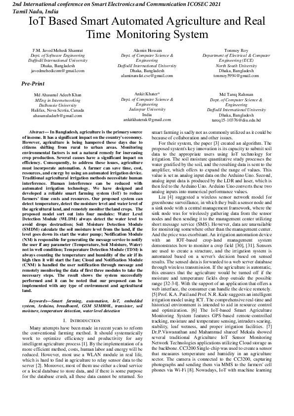 (PDF) IoT Based Smart Automated Agriculture and Real Time Monitoring System
