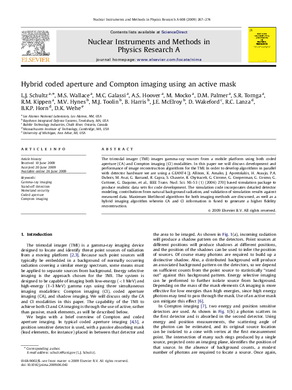 (PDF) Hybrid coded aperture and Compton imaging using an active mask