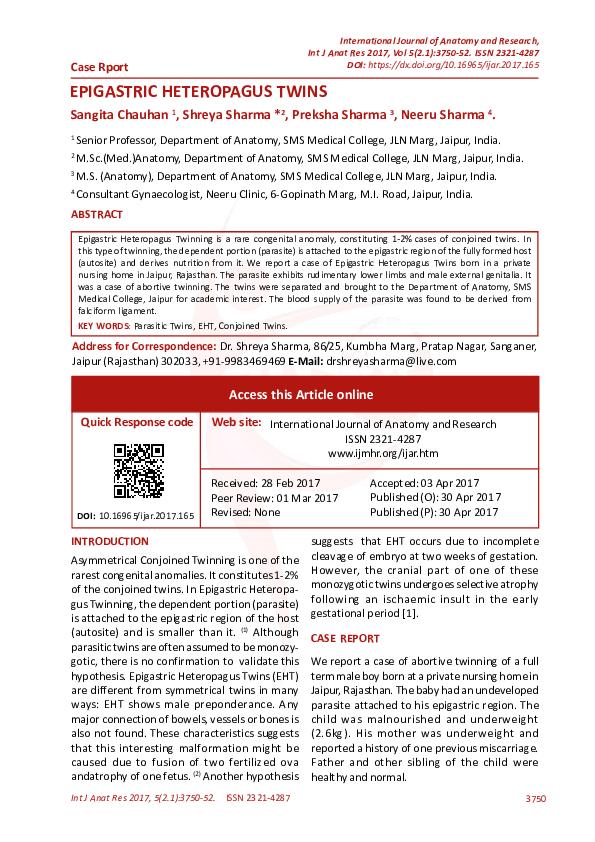 (PDF) Epigastric Heteropagus Twins: A Case Report