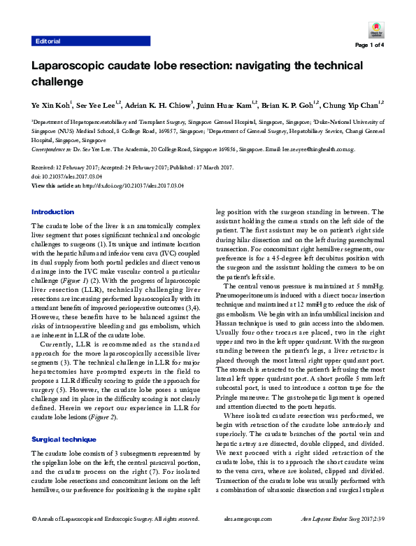 (PDF) Laparoscopic caudate lobe resection: navigating the technical ...