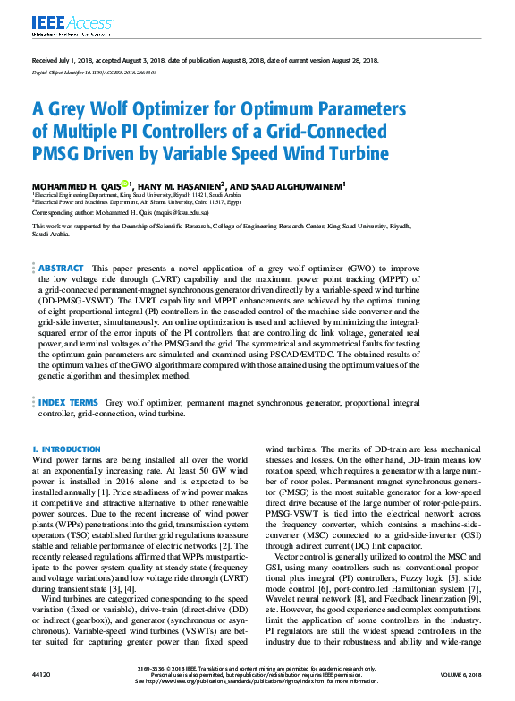 (PDF) A Grey Wolf Optimizer for Optimum Parameters of Multiple PI ...
