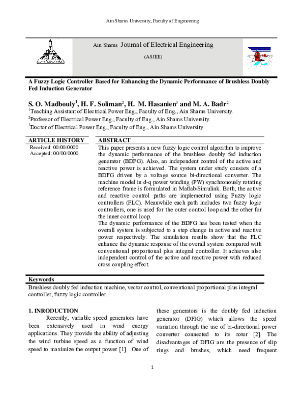 Pdf A Fuzzy Logic Controller Based For Enhancing The Dynamic