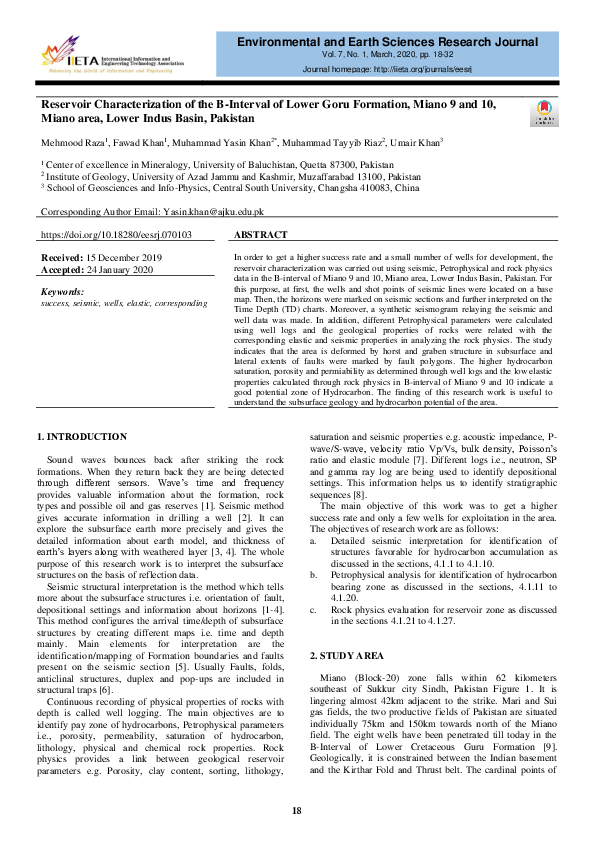 (PDF) Reservoir Characterization of the B-Interval of Lower Goru ...