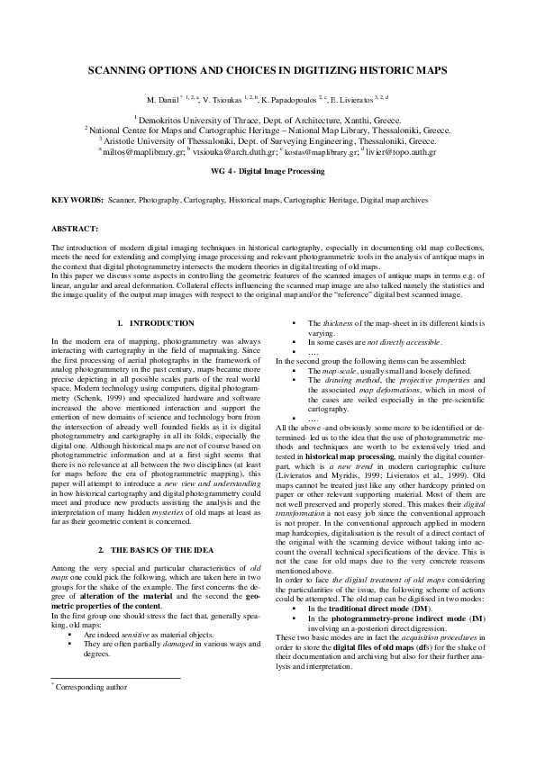 (PDF) Scanning options and choices in digitizing historic maps