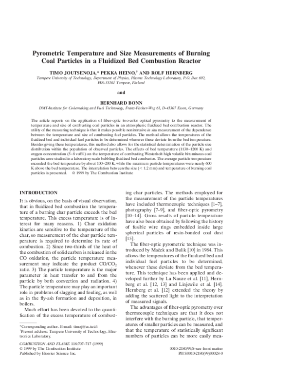 (PDF) Pyrometric temperature and size measurements of burning coal ...