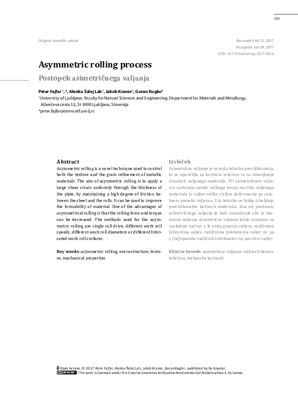 (PDF) Asymmetric rolling process