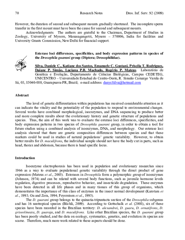 (PDF) Esterase loci differences, especifities and body expression ...