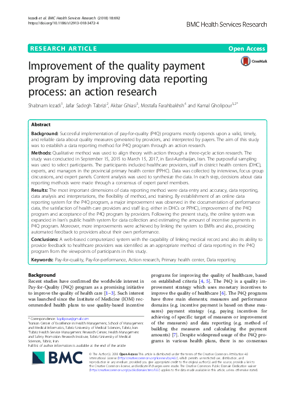 (PDF) Improvement of the quality payment program by improving data ...