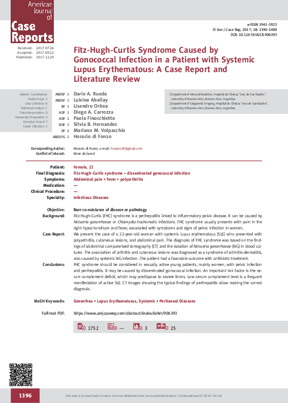 (PDF) Fitz-Hugh-Curtis Syndrome Caused by Gonococcal Infection in a ...