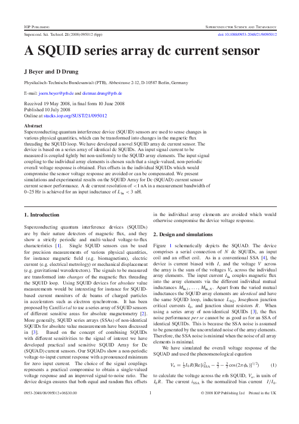 (PDF) A SQUID series array dc current sensor