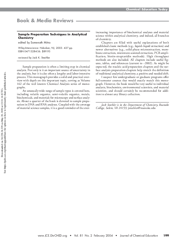 (PDF) Sample preparation techniques in analytical chemistry