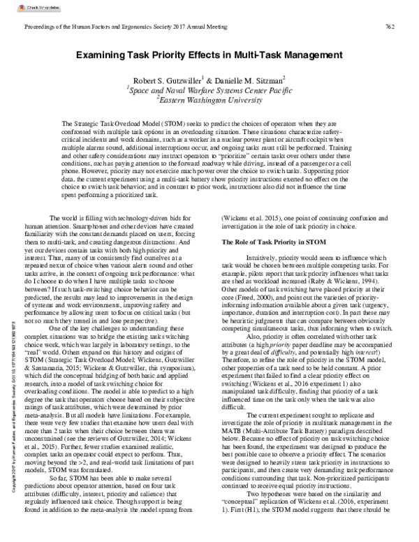 (PDF) Examining Task Priority Effects in Multi-Task Management