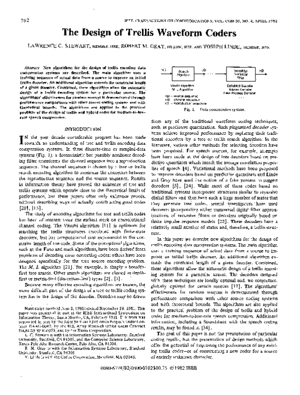 (PDF) The design of trellis waveform coders