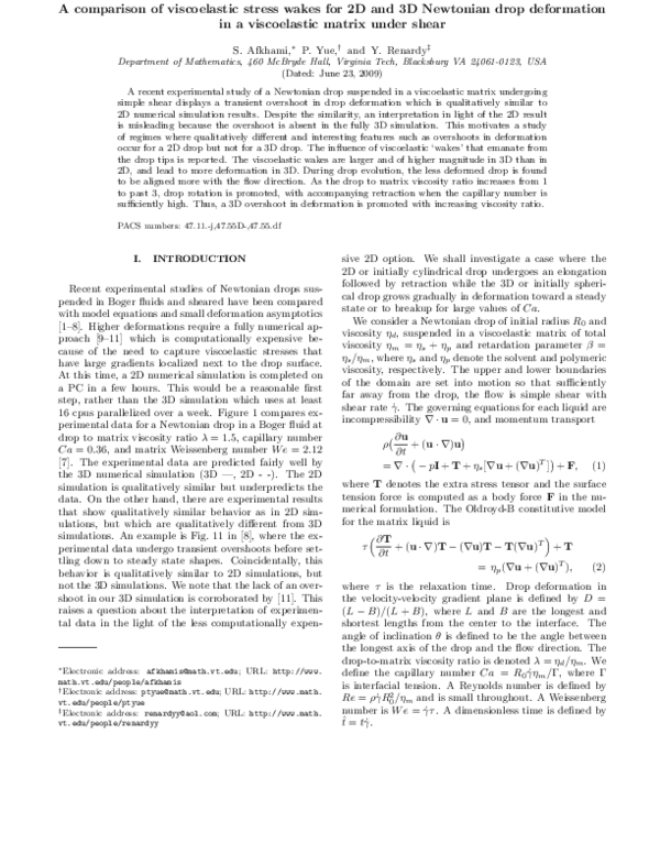 (PDF) A comparison of viscoelastic stress wakes for 2D and 3D Newtonian ...