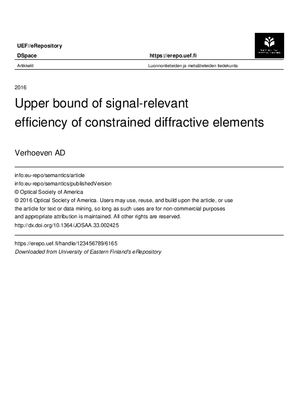 (PDF) Upper bound of signal-relevant efficiency of constrained diffractive elements