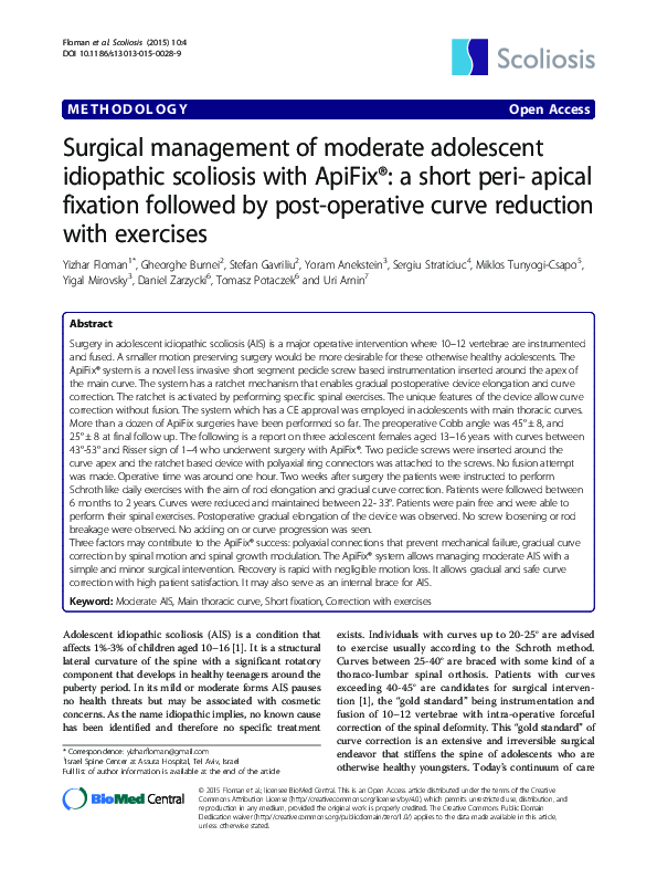 (PDF) Surgical management of moderate adolescent idiopathic scoliosis ...