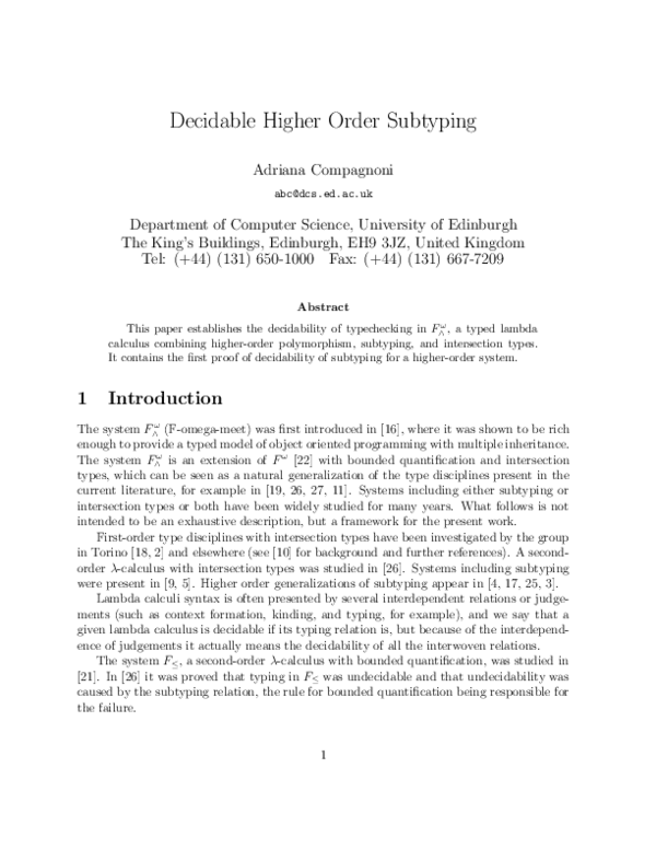 (PDF) Decidable higher order subtyping