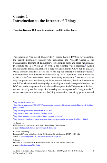 (PDF) Introduction to the Internet of Things