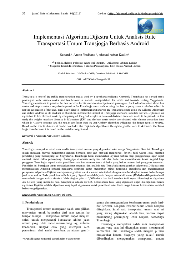 (PDF) Implementasi Algoritma Dijkstra Untuk Analisis Rute Transportasi Umum Transjogja Berbasis ...