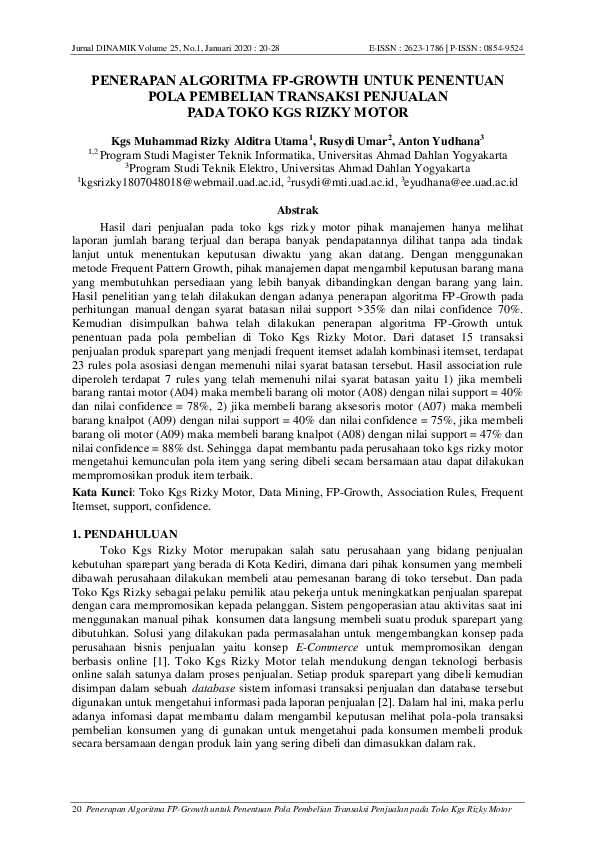 (PDF) Penerapan Algoritma FP-Growth Untuk Penentuan Pola Pembelian Transaksi Penjualan Pada Toko ...