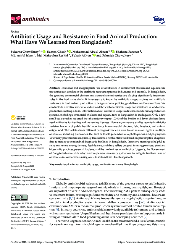 (PDF) Antibiotic Usage and Resistance in Food Animal Production: What ...