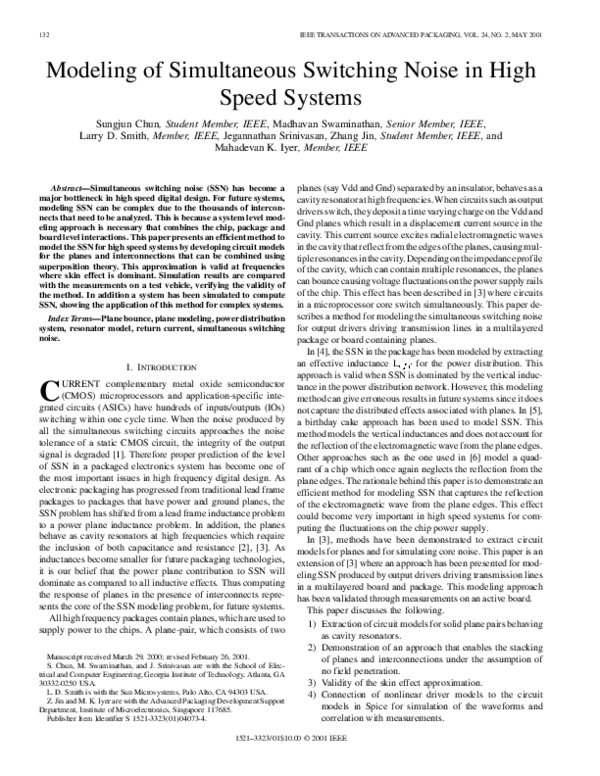 (PDF) Modeling of Simultaneous Switching Noise In High Speed Systems ...