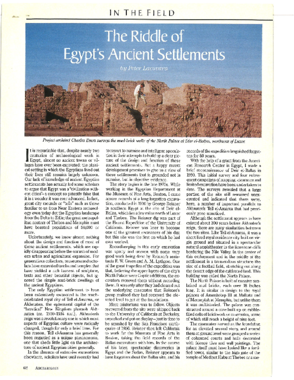 (PDF) The Riddle of Egypt's Ancient Settlements